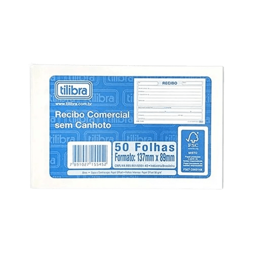 RECIBO COMERCIAL S/CANHOTO TILIBRA 50FLS 137X89MM - Aramaty